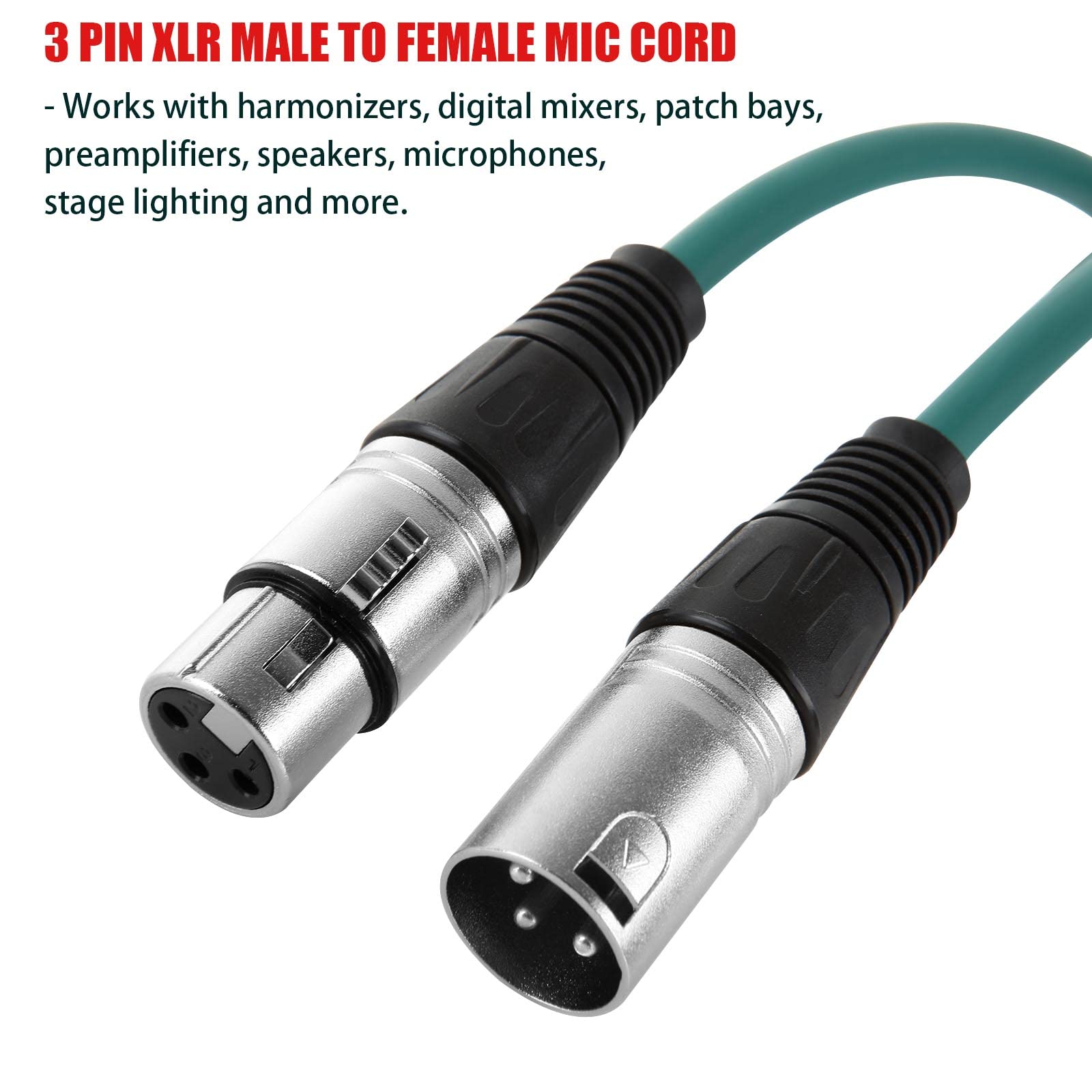 ABuff 6 Pack of 6ft XLR Cable, Profession Balanced 3 Pin XLR Male to Female XLR Patch Cable, Multi-Color Cable Set Great for Microphone, Audio, Guitar, Speaker