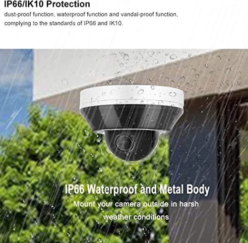 6MP PTZ IP Camera with Pan Tilt 3X Optical Zoom,Outdoor Security Camera, Built in Mic,Human/Vehcile Detection, 98ft IR Night Vision,IP66& IK10