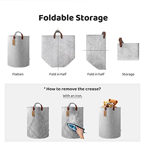 Large Laundry Hamper for Dirty Clothes, Cloths & Towels | Tall, Big Basket for Extra Loads | XL Size, Sturdy, Collapsible, Portable & Waterproof | Cute, Modern | Kids, Nursery, Girls, Baby
