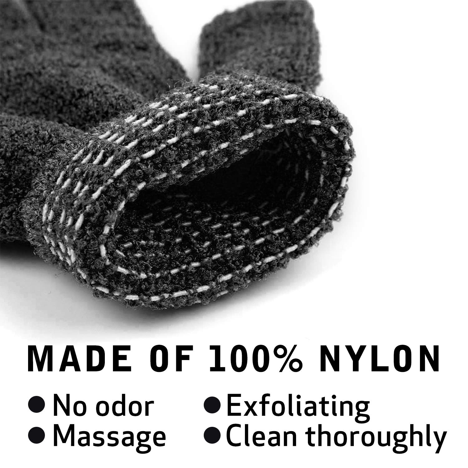 6Pairs Exfoliating Gloves - Premium Black Scrub Wash Mitt for Bath or Shower - Luxury Spa Exfoliation Accessories for Beauty Spa Massage, Suitable for Men and Women