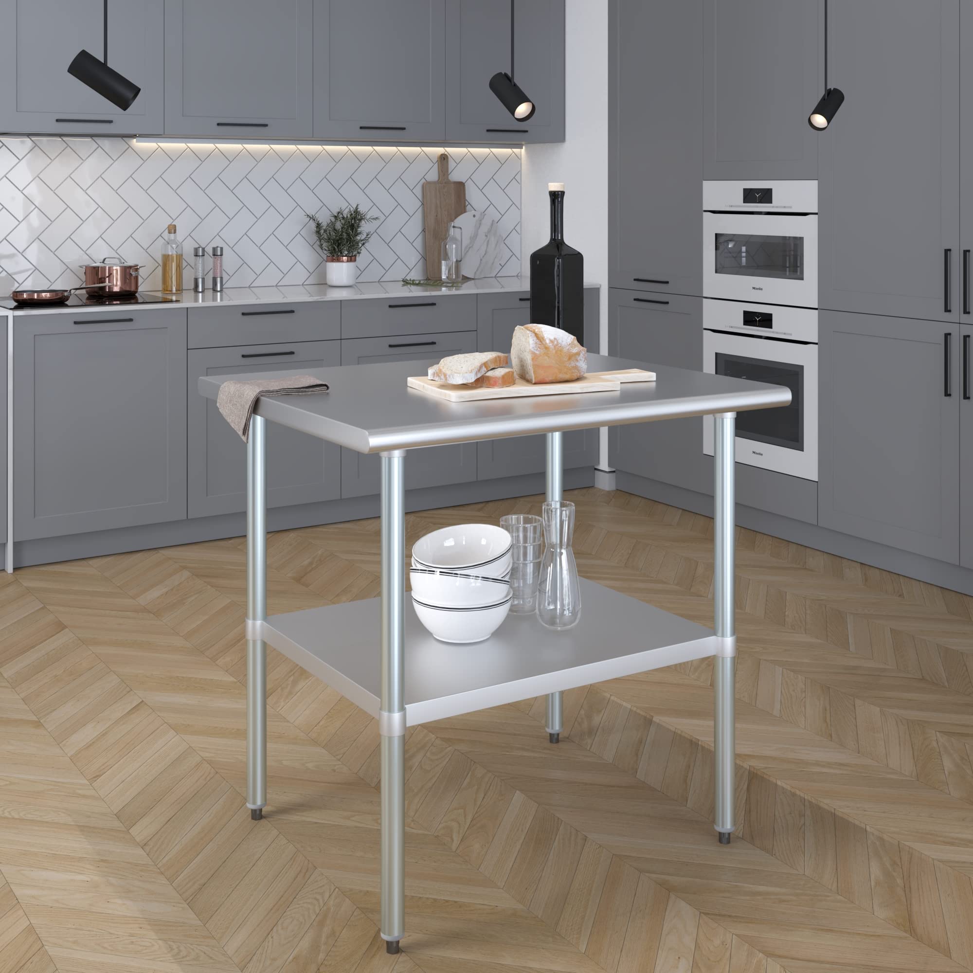 AmGood 30 in. x 36 in. Stainless Steel Table | NSF | Metal Utility Kitchen Prep Work Table