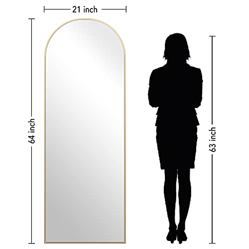 PexFix Arched Full Length Mirror Arched Floor Mirror with Stand, Wall Mirror Standing, Leaning Hanging for Home and Office, 65"x22", Wood