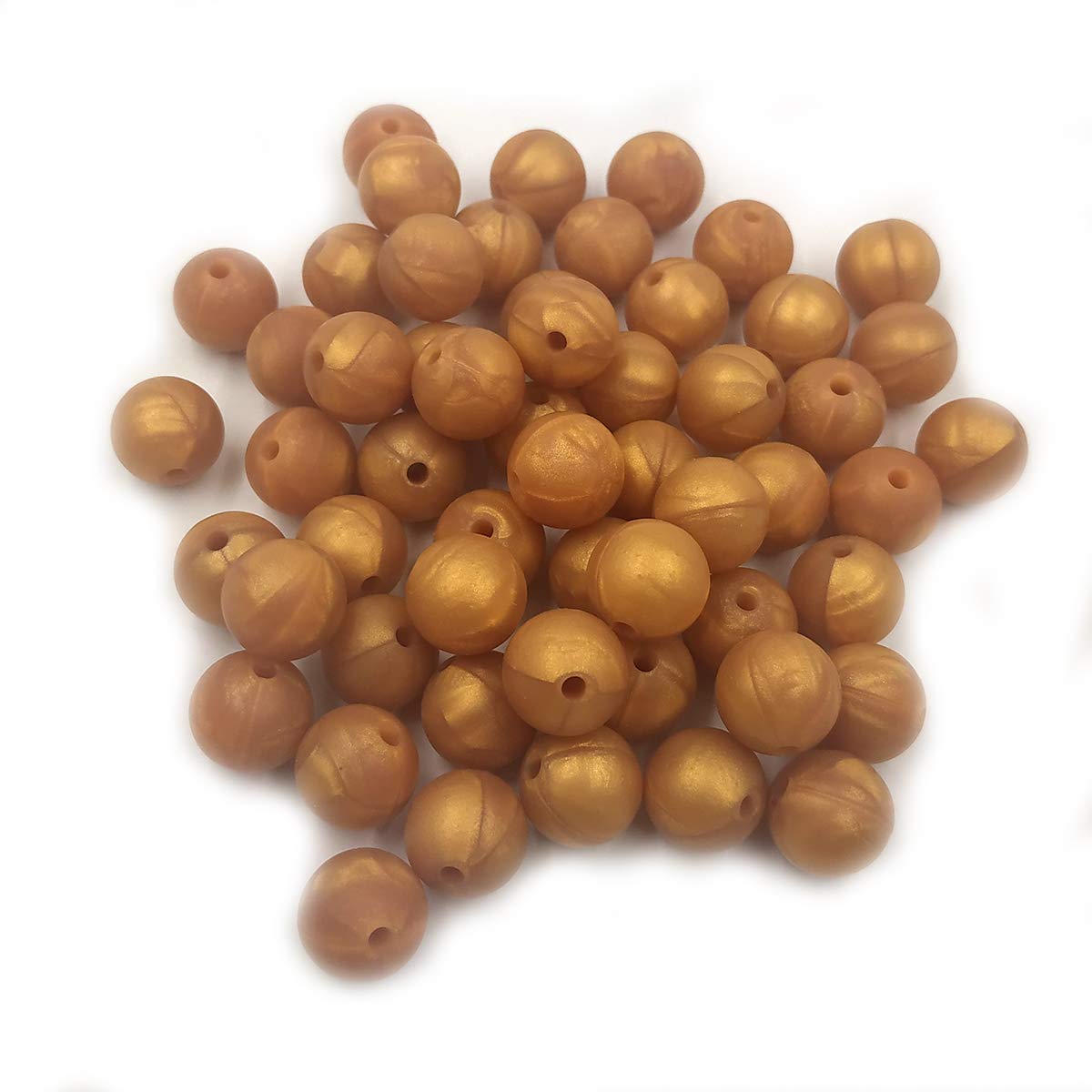 Alenybeby 50pcs DIY Silicone Pearl Beads Set 14mm 17mm Silicone Hexagon Icosahedron Beads for Pen 12mm 15mm Silicone Round Beads for Keychain Mom Craft Jewelry Craft Making