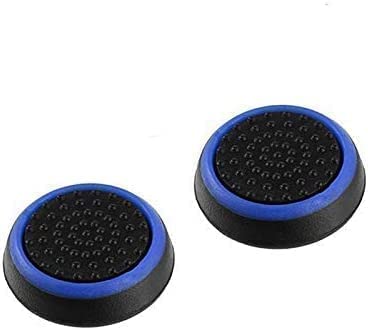 2PCS Silicone Joystick Cap Rubber Thumb Stick Grip Caps for PS5 PS4 Pro Slim PS3 Xbox 360 Xbox One Xbox One X Elite Controller (Black-Blue)