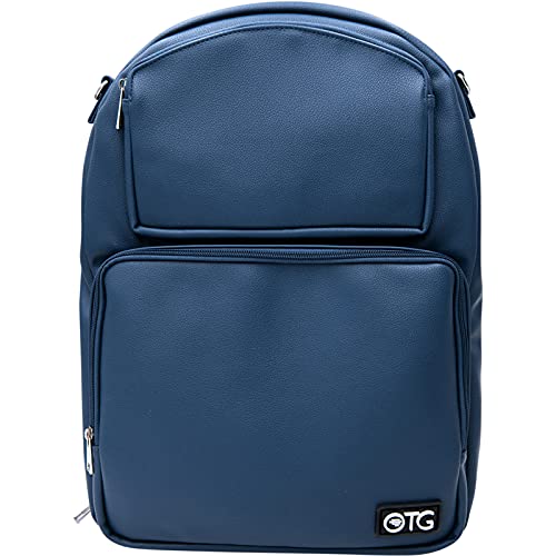 OTGBABY Diaper Bag Backpack with Changing Station, unique and functional mommy bag, premium vegan leather diaper bag with 7 storage compartments, Denim Blue