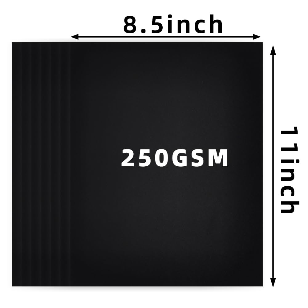 30 Sheets Black Cardstock, 8.5 x 11 Card Stock, 92lb/250gsm Thick Cover Stock, Heavyweight Printer Paper for Invitations, Scrapbooking, Crafting, DIY Projects, Decoration and Drawing