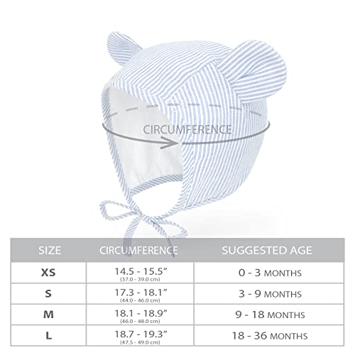 JELLYTREE Baby Hat Bonnet Muslin Lined Soft Cotton Toddler Boys Fashion Natural Cap Baby Bear Infant Beanies, Beige+Green_S