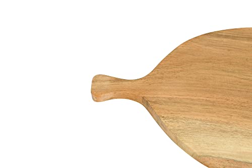Creative Co-Op DF3134 Round Acacia Wood Cheese Handle Cutting Board, 10.25", Brown