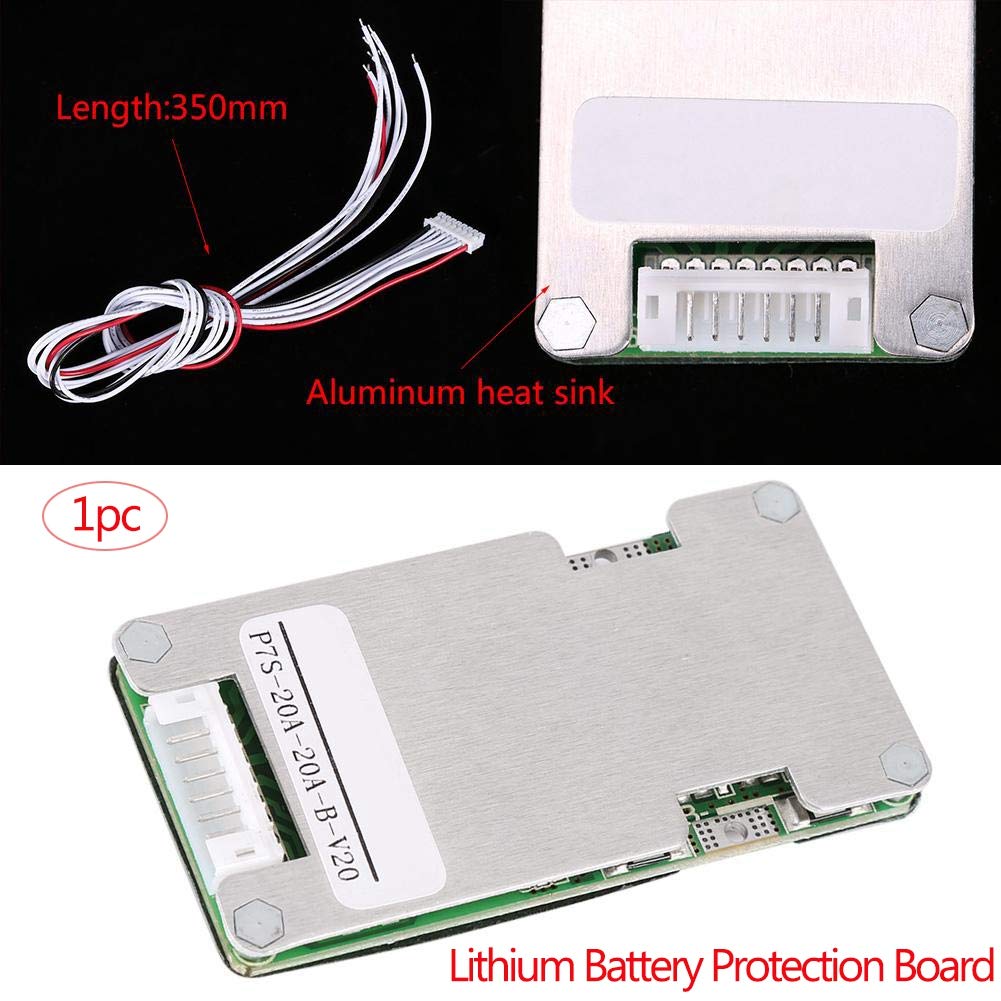 Fafeicy 24V 20A 7S L-ithium Li-ion 18650 Battery BMS Protection Board, with Balancing, Stable Protective Functions for Charging and Discharging