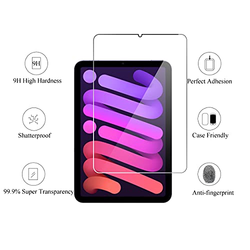 Ailun Screen Protector for iPad Mini 6[8.3 Inch] [2021 Release] 2Pack Tempered Glass 2.5D Edge Ultra Clear Transparency, Anti-Scratches Case Friendly