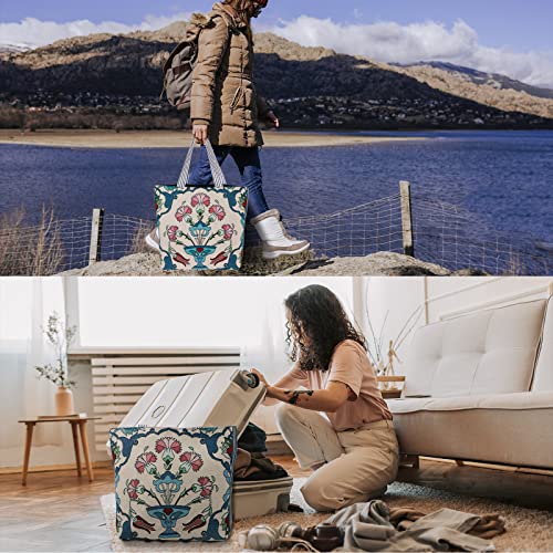 Aflngle Tote Bag for women Casual Canvas Handbags Beach Totes Large Capacity Grocery Shopping Bag Floral Embroidered Fashion Tote Bags, Travelling Shoulder Bags With Zipper boho Daily Bag