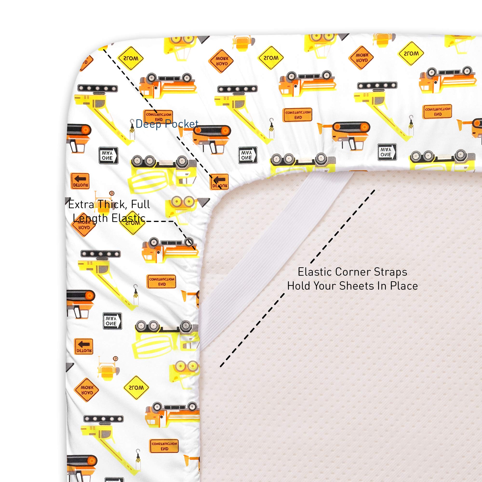1500 Supreme Kids Bed Sheet Collection - Fun Colorful and Comfortable Boys and Girls Toddler Sheet Sets - Deep Pocket Wrinkle Free Soft and Cozy Bedding - Twin, Construction