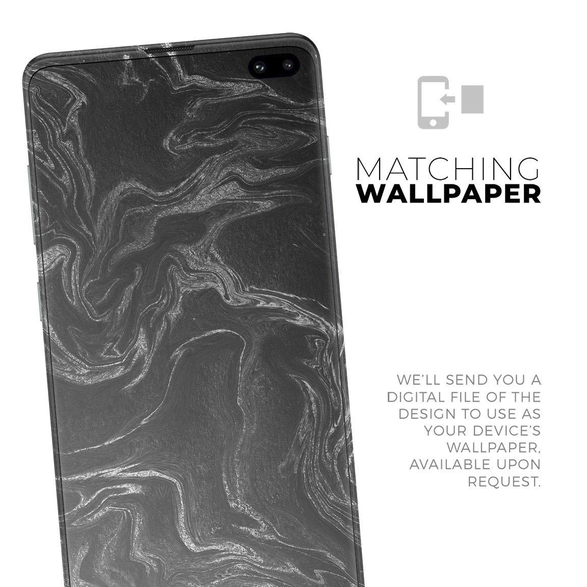 DesignSkinz Black & Silver Marble Swirl V4 Protective Vinyl Decal Wrap Skin Cover Compatible with The Samsung Galaxy S20 (Screen Trim & Back Glass Skin)