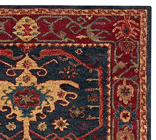 Wool Rug CHIA Channin Indigo Rug Hand Tufted Persian Traditional Wool Rug New Floral Oriental Vintage Area Rug (8x10)