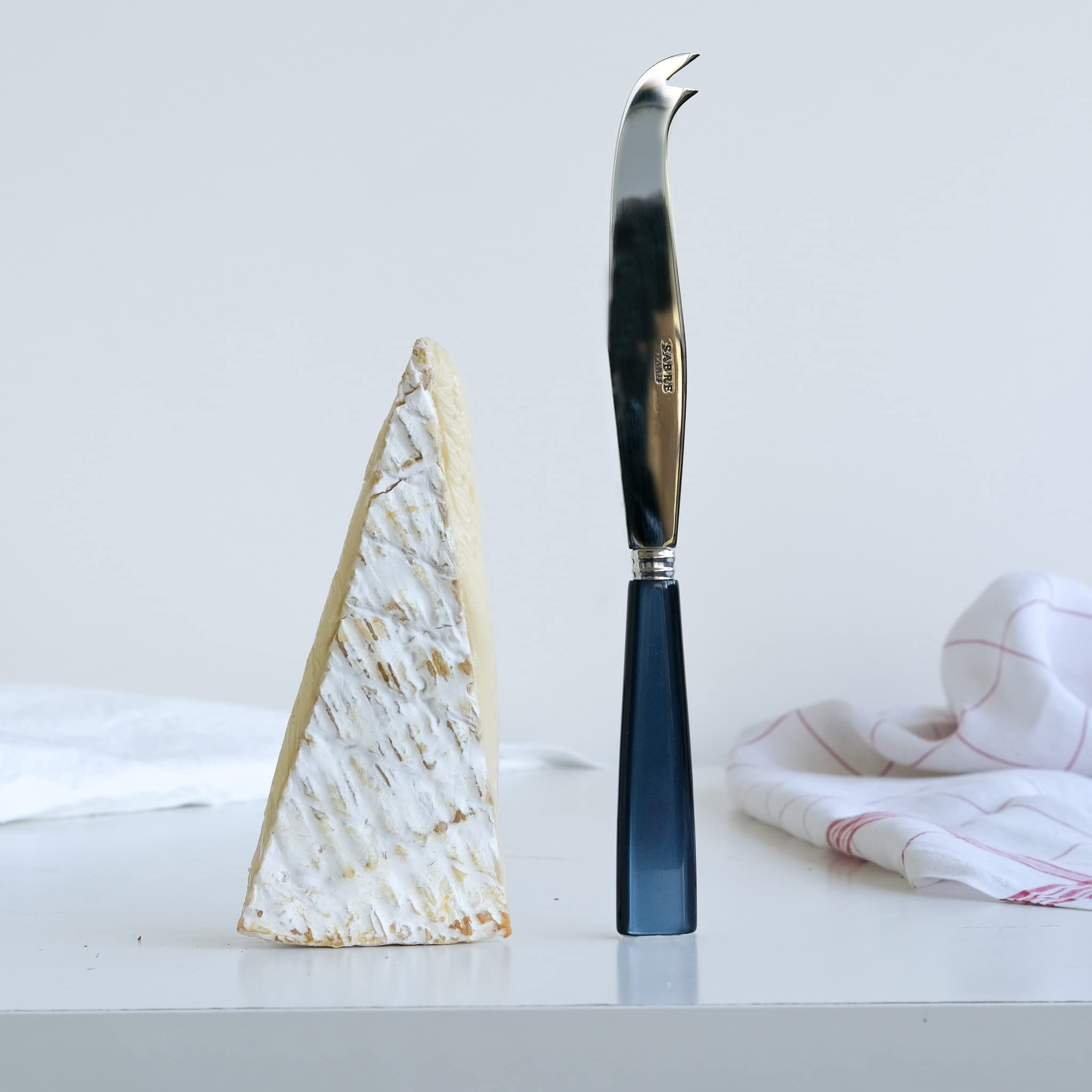 SABRE PARIS - Cheese Knife 9.4 inches - Icône Collection - All Cheeses - Stainless Steel & Acrylic - Dishwasher Safe - Midnight Blue