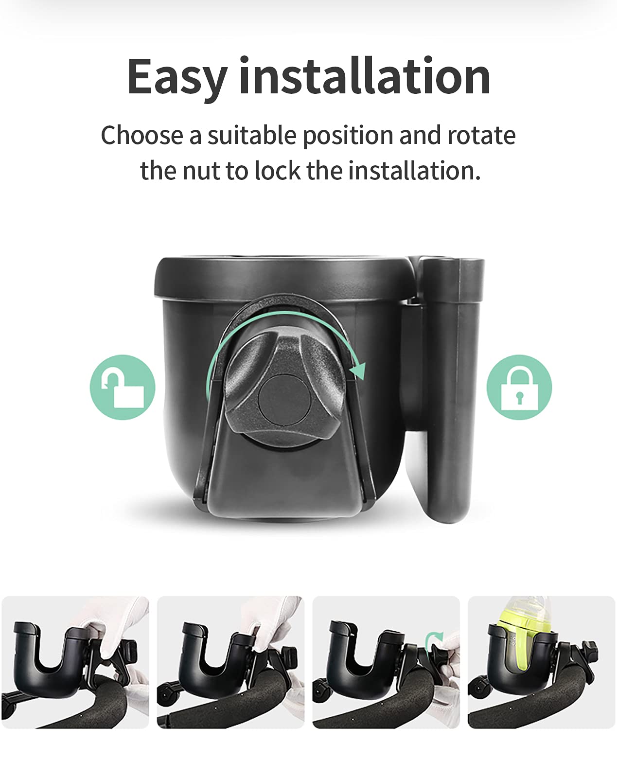 YEEJA 2in1 Stroller Accessories Bottle Holder with Phone Holder.Multiple uses Such as Phone Holder for Bike,Bike Cup Holder,Wheelchair Accessories.