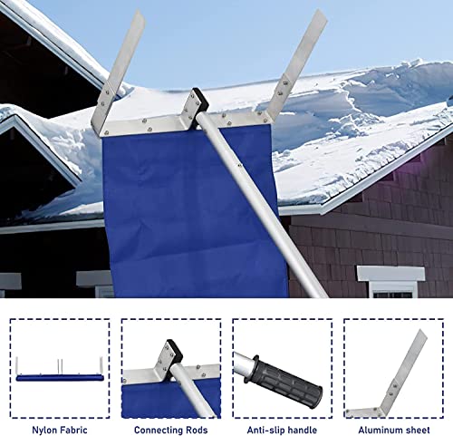 20 Feet Aluminum Snow Rake, with 17' Snow Slide, 5 Extension Tubes & Anti-Skid Handle, Telescoping Snow Removal Tool for Removing Snow, Leaves, Debrisā¦