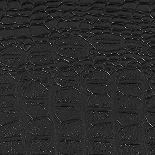 American Atelier Alligator Leather Serving Tray with Metal Handles, Black Large