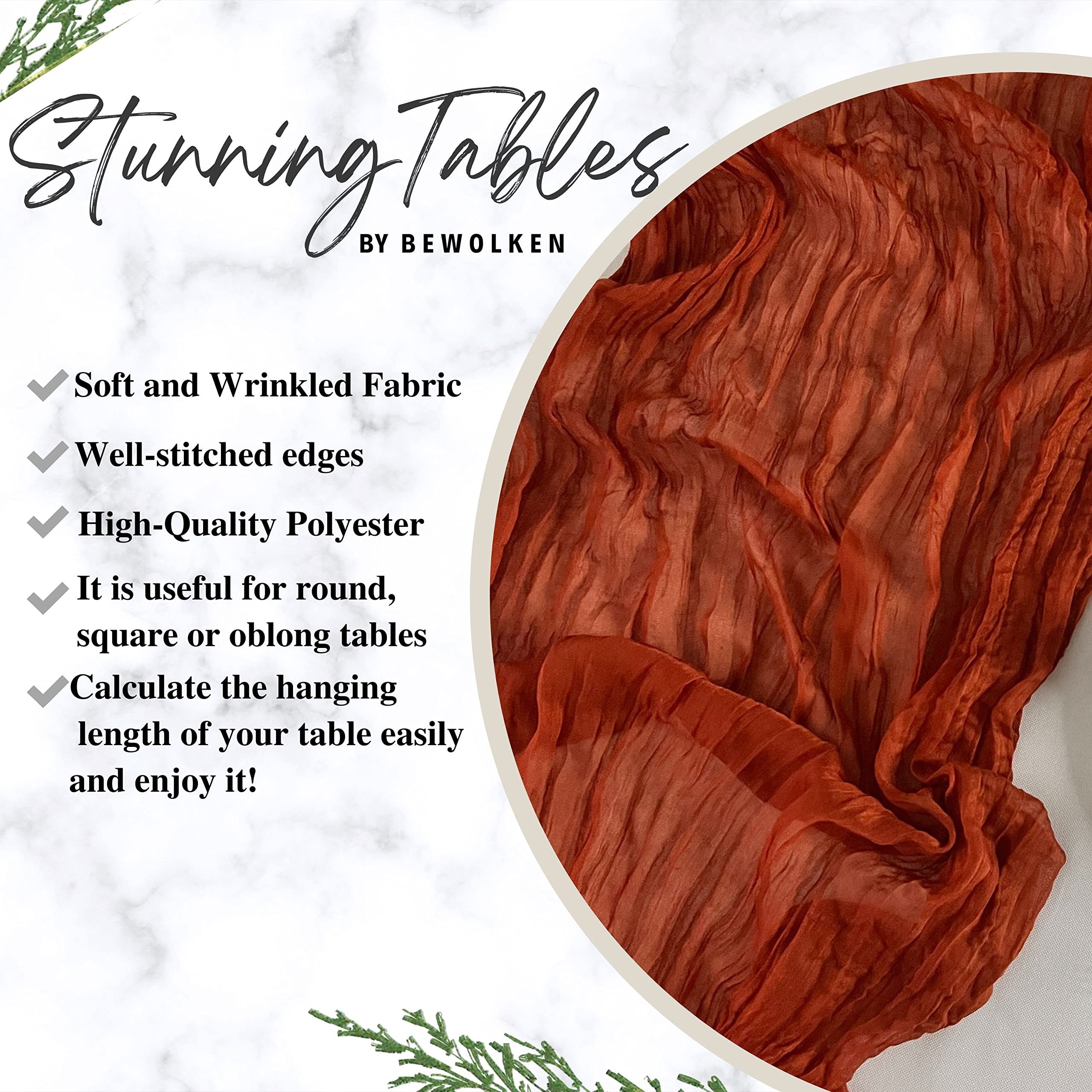 2 Pack Sage Green Cheesecloth Table Runners 10 ft, Cheese Cloth Rustic Crinkle Gauze Table Runner for Bridal Baby Shower Boho Table Decorations by BEWOLKEN