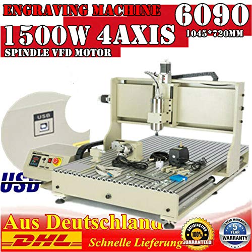 1500W USB 6090 4 Axis CNC Router Engraver Engraving Desktop 3D Engraving Drill & Milling Machine VFD PCB+ RC Wood Metal Steel Miller Cutter USA Stock