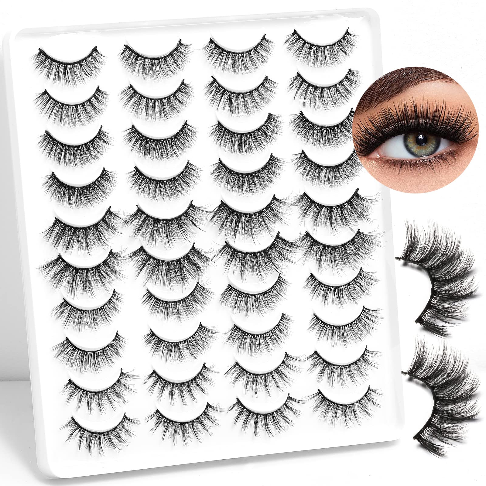 20 Pairs False Eyelashes 3D 8D Mink Lashes Extension Natural Look Cat Eyes 5 Different Style Makeup Fake Eyelashes