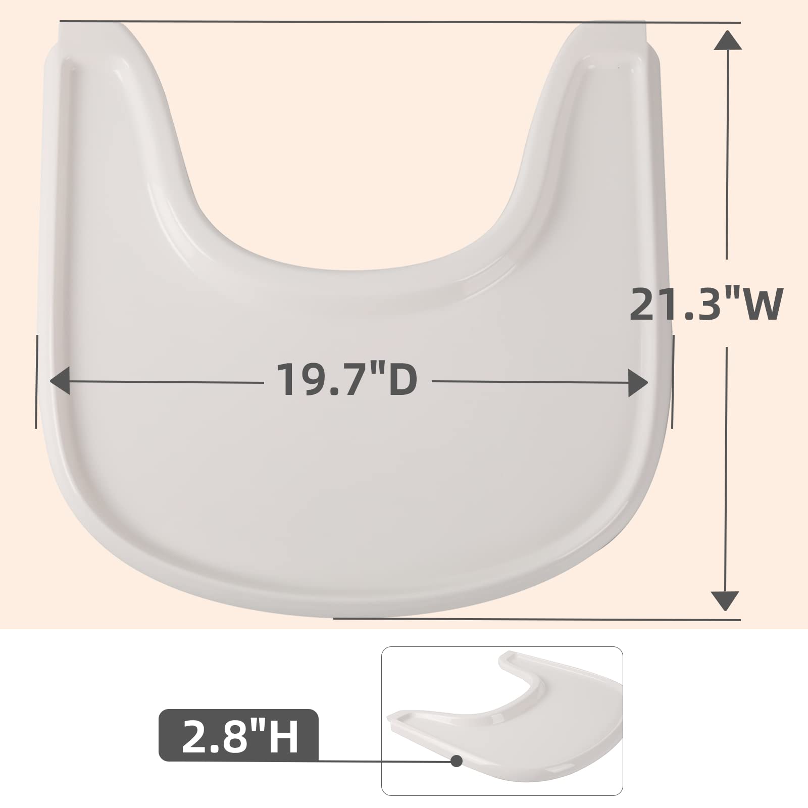 Baby High Chair Tray Compatible with Stokke Tripp Trapp Chair, with Smooth Surface Provides Suction Plates with More Suction Power