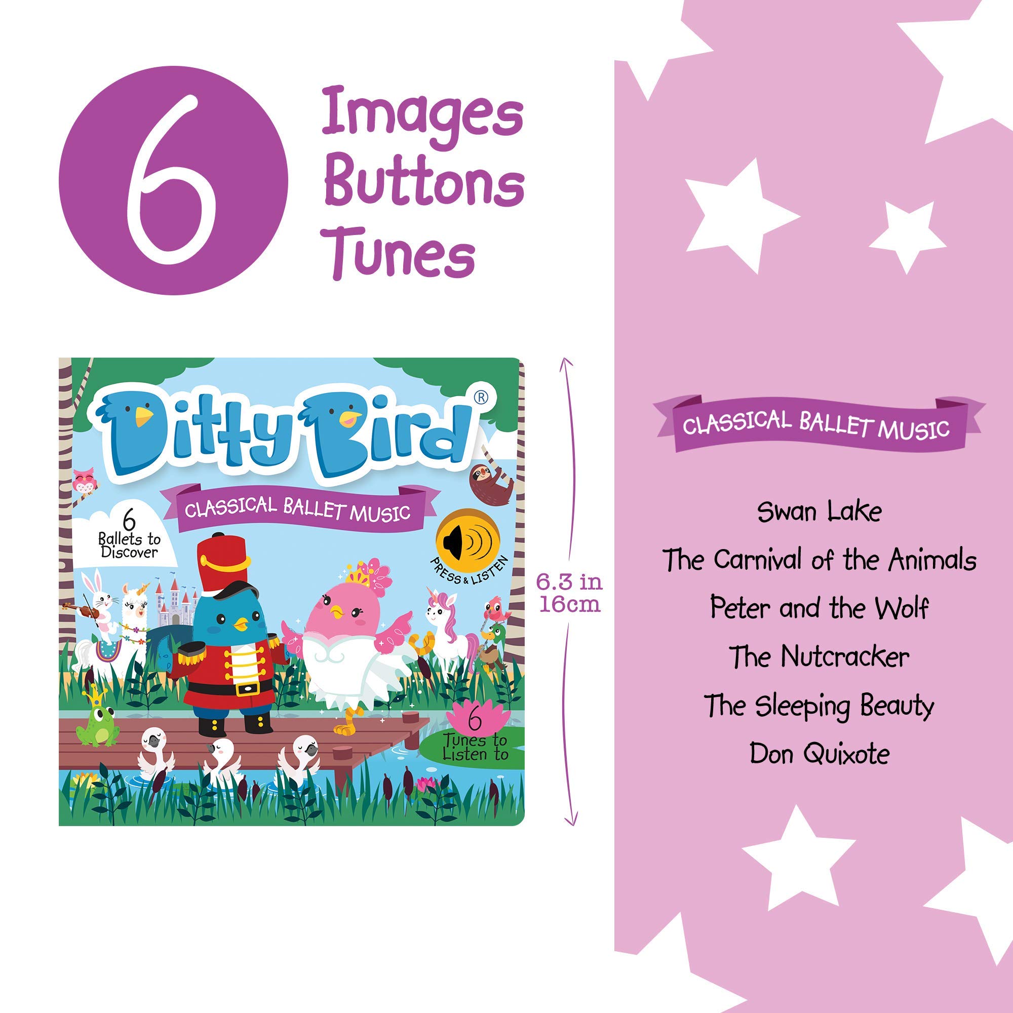 DITTY BIRD Classical Bundle: Classical Melodies & Ballet Combo with Batteries, Great Gift for Toddlers & Kids