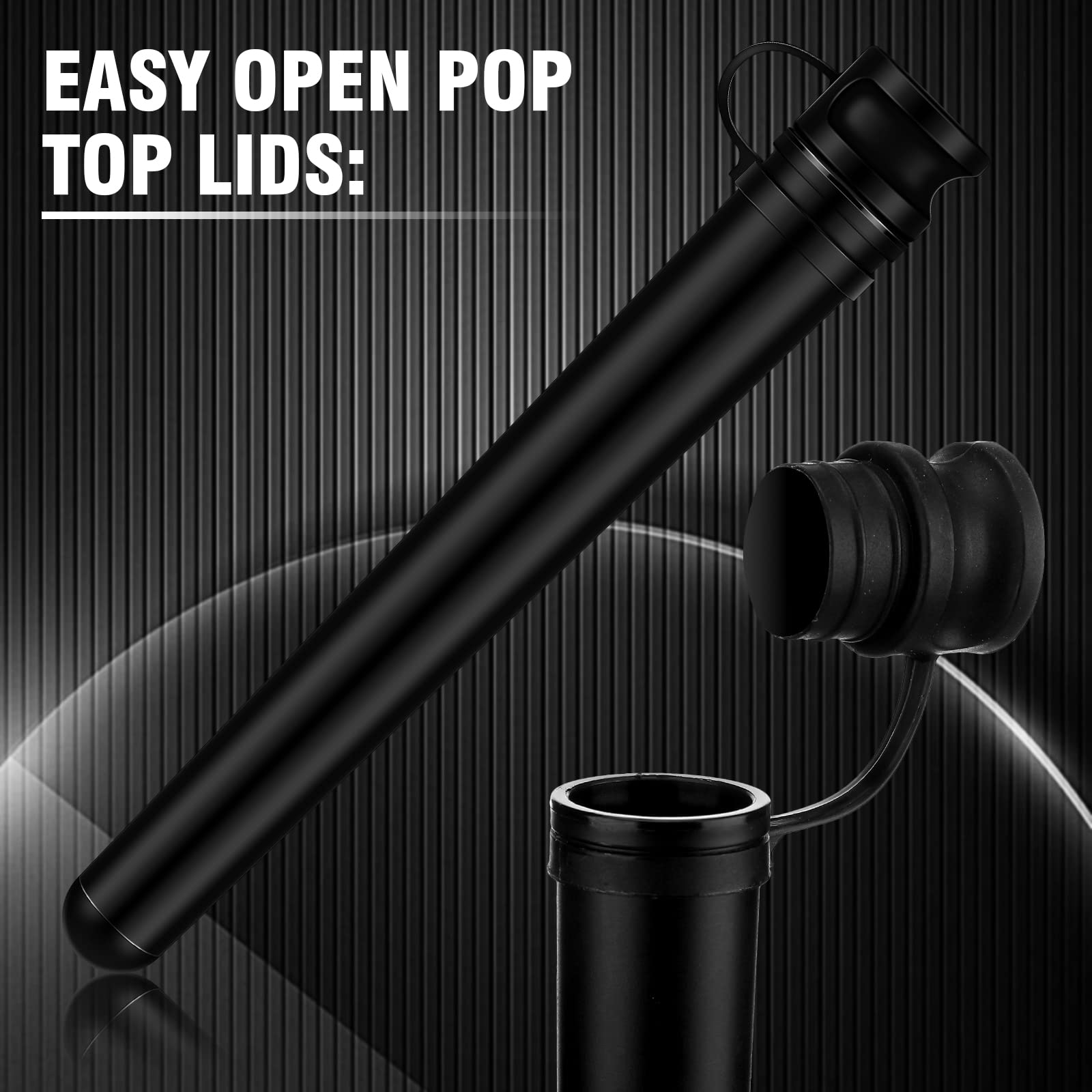 20 Pcs Black 110 mm Tubes Pre Roll Tubes Travel Pill Bottle Empty Plastic Bottles with Lids for Home Office Travel Laboratory Sample