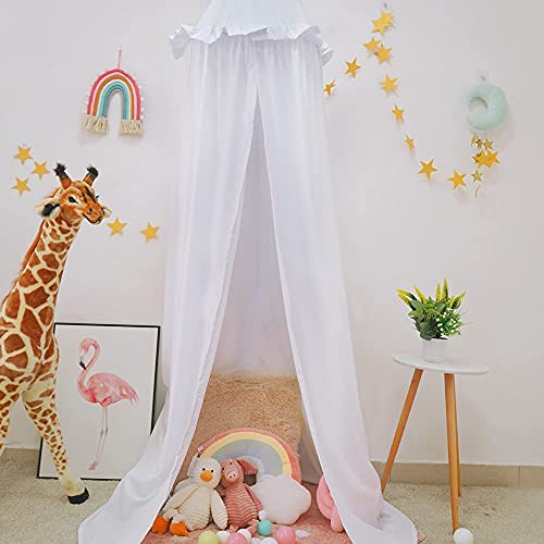 dix-rainbow Princess Bed Canopy for Kids Boys Children, Round Dome Hanging House Decoration with Frills…