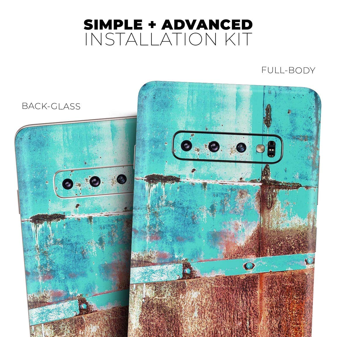 DesignSkinz Bright Turquise Rusted Surface Protective Vinyl Decal Wrap Skin Cover Compatible with The Samsung Galaxy S20 (Screen Trim & Back Glass Skin)