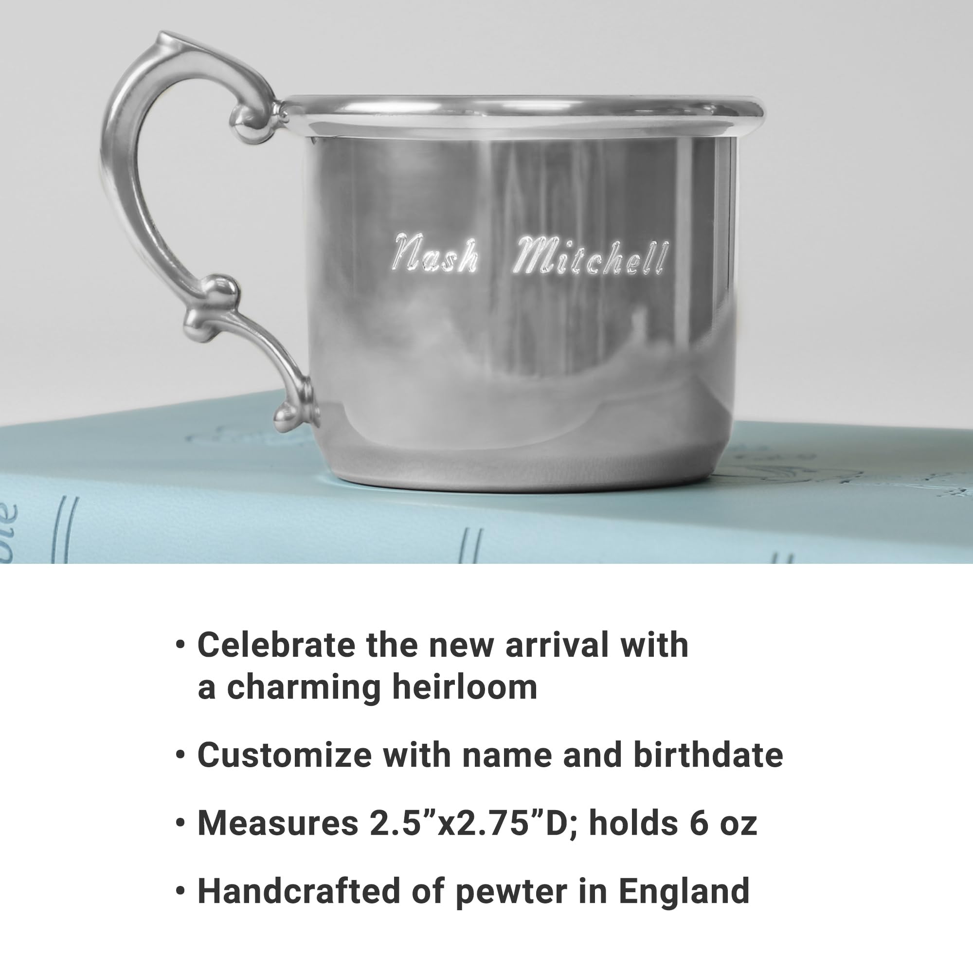 Let's Make Memories Personalized Keepsake Pewter Baby Cup - Newborn Gift - Heirloom - New Parents