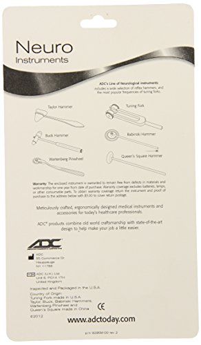 ADC Buck Neurological Hammer with Concealed Brush and Needle, Chrome-Plated Medical Instrument