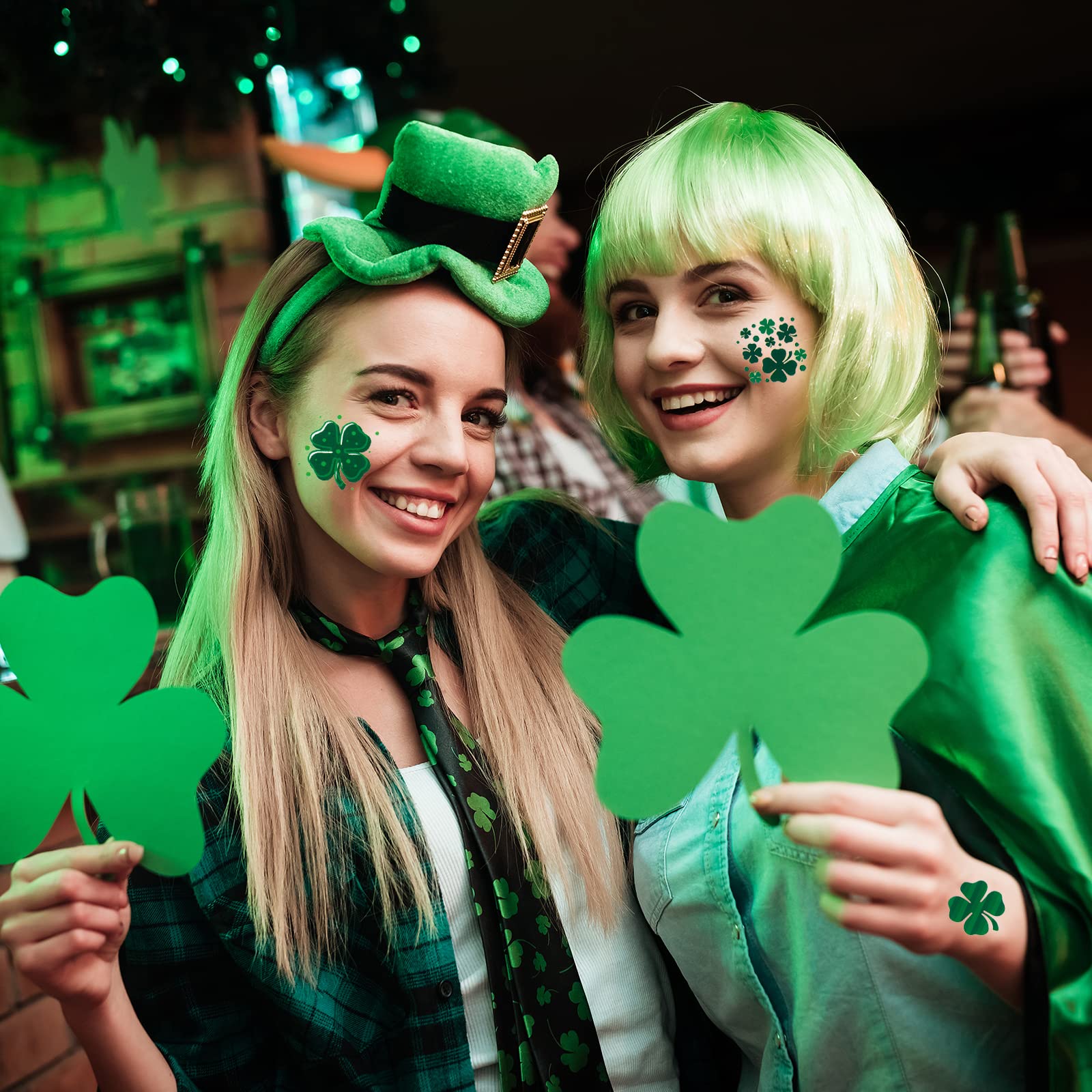 74 Sheets St. Patrick's Day Tattoos Stickers, Include St. Patrick Day Stickers, Shamrock Tattoos and Green Temporary Tattoos, Lucky Clover Temporary Tattoos for Party Favors Accessories or Irish Party