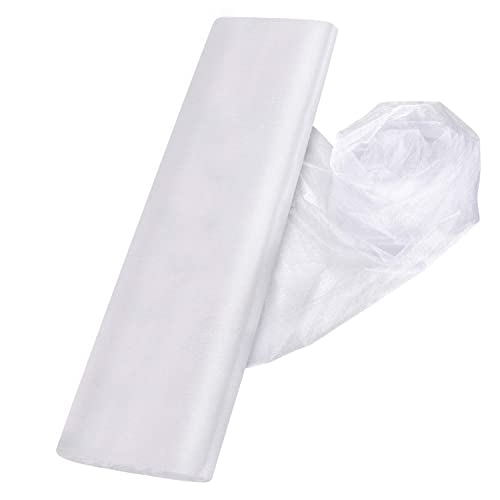 Crystal Organza Tulle Sheer Fabric Backdrop Curtains for Wedding Baby Shower Birthday Party Event Decor, 19ā by 30 Yard (White)