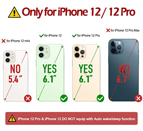 TUCCH Wallet Case for iPhone 12 Pro/iPhone 12 5G, Premium PU Leather Flip Folio Cover with Card Slot, Stand Book Design [Shockproof TPU Interior Case] Compatible with iPhone 12/12 Pro 6.1-inch, Black