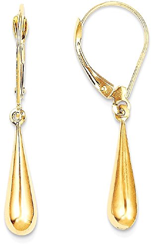 14K Yellow Gold Teardrop Drop Dangle Earrings