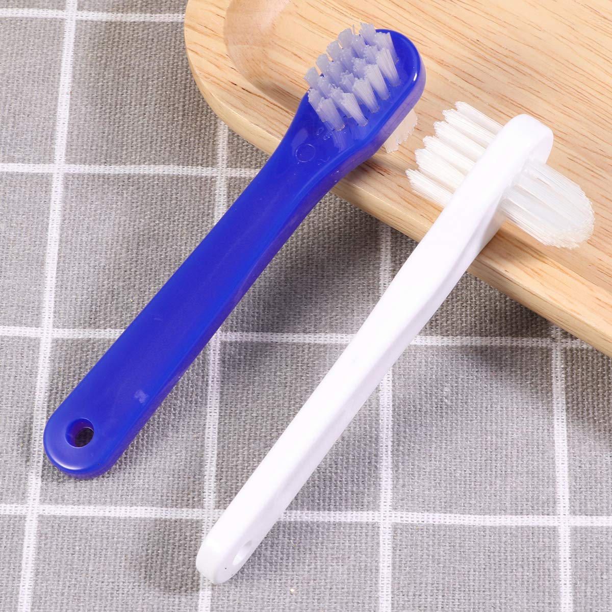 Brush False Cleaning Tool Double Sided Toothbrush Cleaning Brush 2pcs (White+Blue)