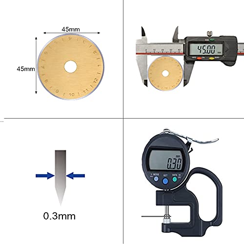 HEADLEY TOOLS Titanium Coated 45mm Rotary Cutter Blades 15 Pack Fits Olfa, Fiskars, Replacement Rotary Blade for Arts Crafts Quilting Scrapbooking Sewing, Sharp and Durable