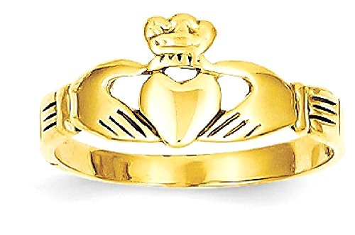 14K Yellow Gold Irish Heart Love Claddagh Ring Size 3