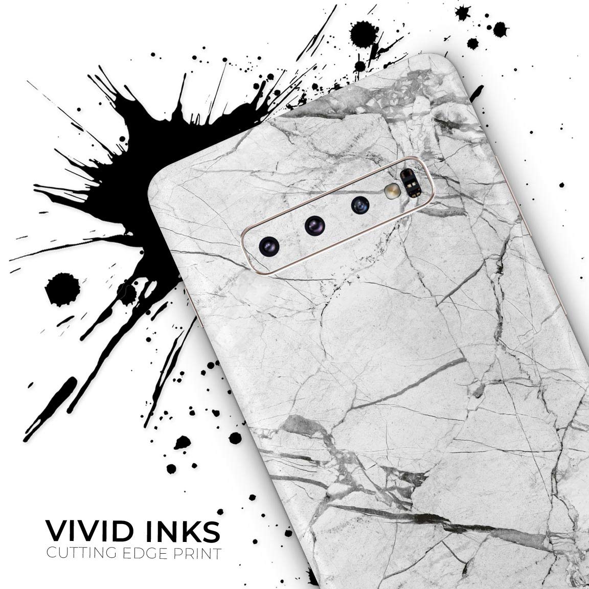 DesignSkinz Cracked White Marble Slate Protective Vinyl Decal Wrap Skin Cover Compatible with The Samsung Galaxy S20 (Screen Trim & Back Glass Skin)