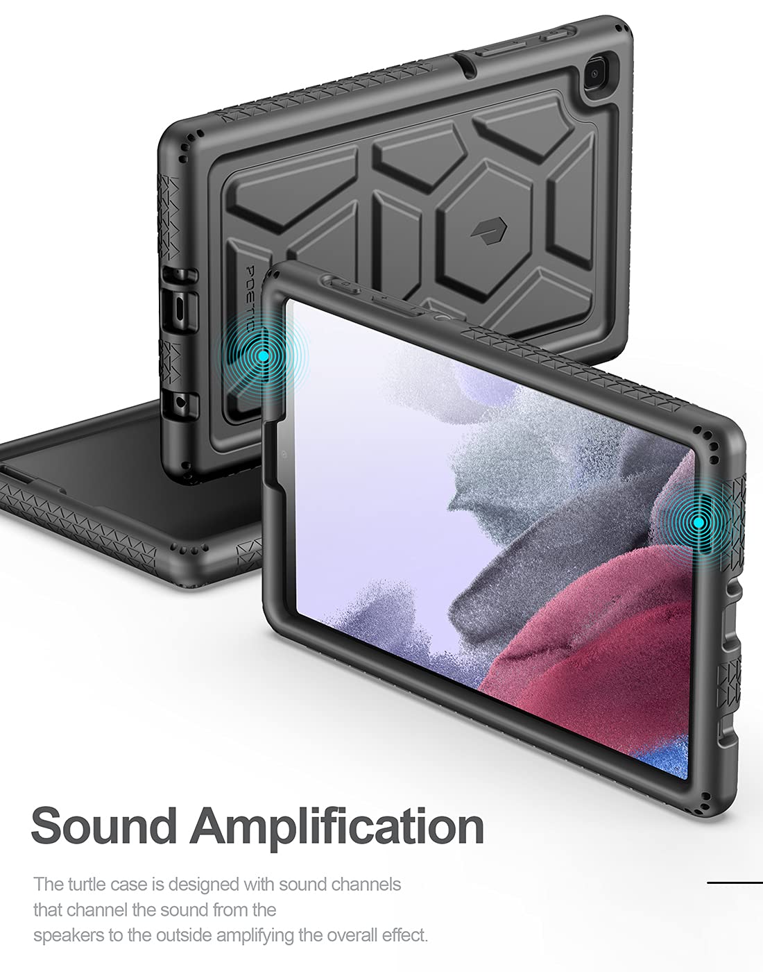 Poetic Turtleskin Heavy Duty Case Designed for Galaxy Tab A7 Lite 8.7 Inch (SM-T220/T225/T227), Rugged Shockproof Drop Protection Kids Friendly Protective Silicone Cover Case, Black