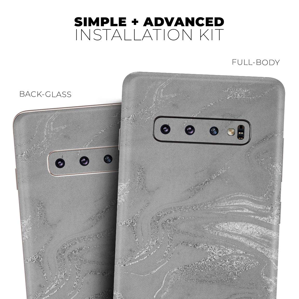 DesignSkinz Dark Silver Marble Swirl V6 Protective Vinyl Decal Wrap Skin Cover Compatible with The Samsung Galaxy S20 (Screen Trim & Back Glass Skin)