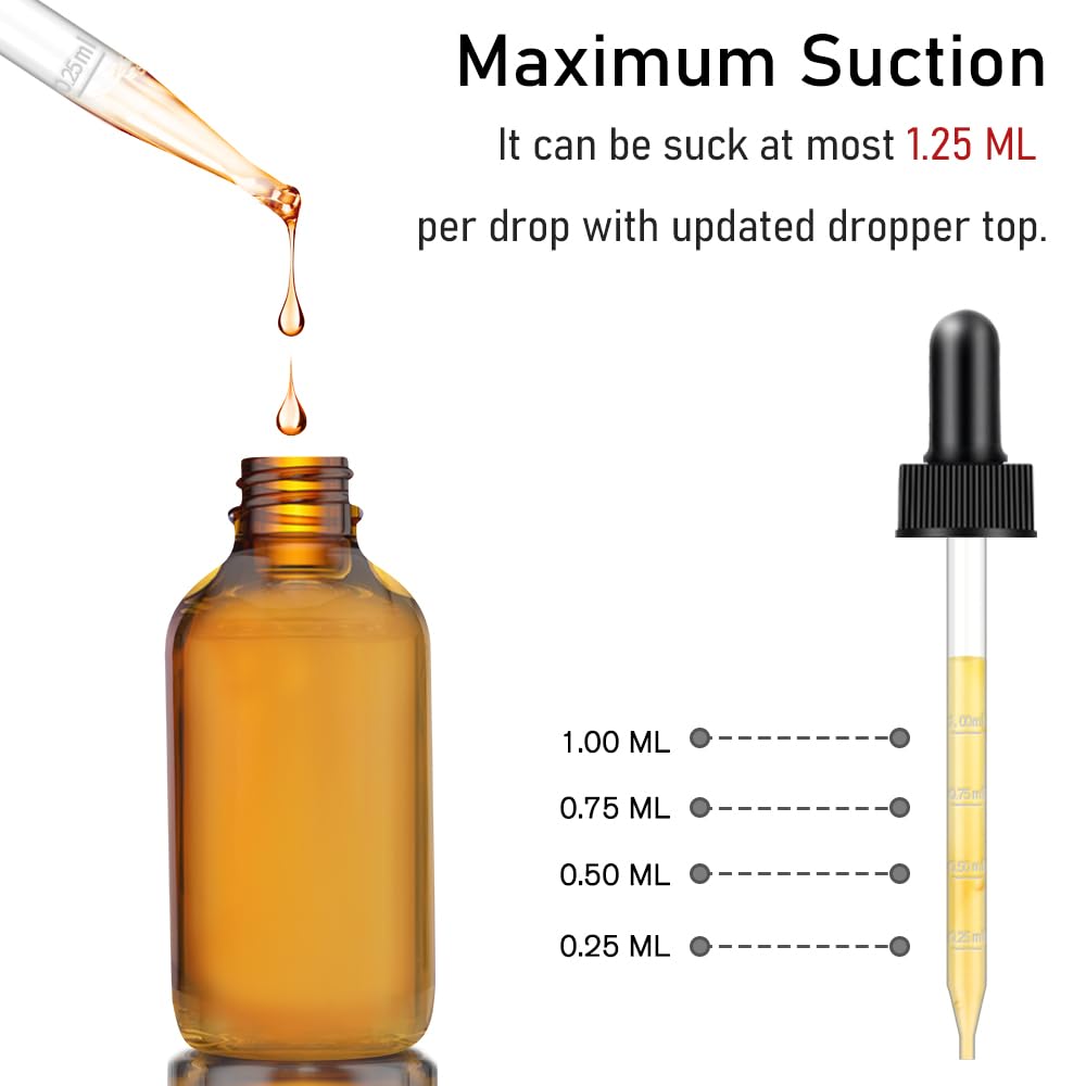 LOTUSBTDT 4oz Dropper Bottles for Essential Oils, 24 Pack 120ml Amber Glass Dropper Bottles with Eye Dropper, 2 Funnel and 2 Long Dropper, Empty Tincture Bottles for Travel, Home use