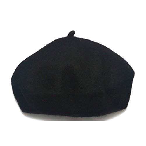 Adela Boutique Unisex Babies Woolen Berets Solid Classic Kids Beanie Cap Winter Warm Hat (Black)