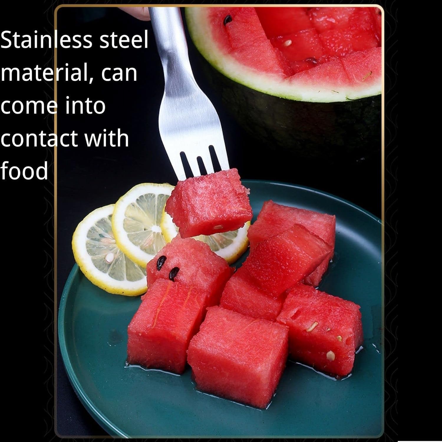 2PCS Watermelon Fork Slicer Cutter, Watermelon Fruit Slicer Cutter Tool,Dual Head Stainless Steel Fruit Forks Slicer Knife for Family Parties Camping