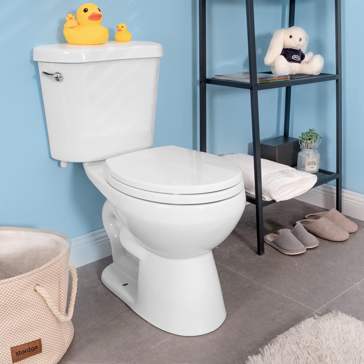 Toilet seat Round, Slow Close, Never Loosen and Easily Remove, Plastic, White