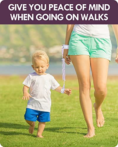 LilKisThk Child Leash, Backpack Leash for Toddlers 2 Pack, Kid Leashes Safety Harness with Key Lock, Baby Leashes Anti Lost Wrist Links (Blue+Purple)
