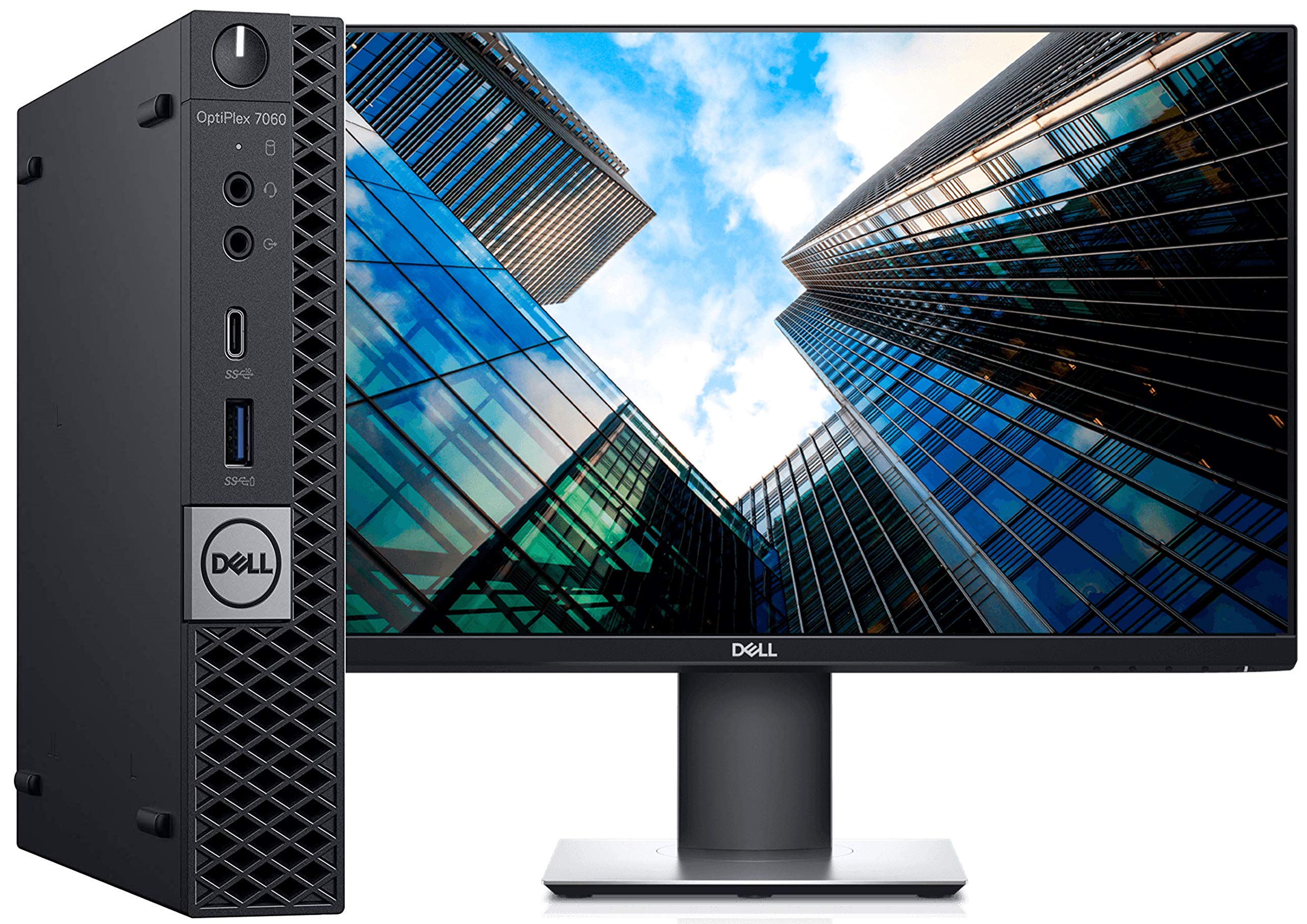 Dell Optiplex 7060 Micro MFF Desktop PC Intel i7-8700T 6-Cores 2.40GHz 32GB DDR4 128GB M.2 NVMe SSD(Boot)256GBSSD, WiFi BT HDMI, with Dell 24 P2419HLCD Windows 10 Pro (Renewed) ¦