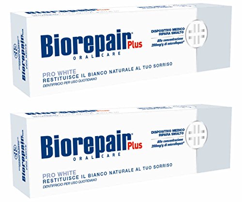 Biorepair Pro White Daily Toothpaste - 2.54 Fluid Ounces (75ml) Tubes (Pack of 2) [ Italian Import ]