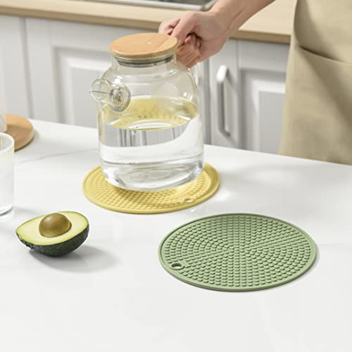 4PCS Silicone Trivet Mat, Heat Resistant Pot Holders, Multipurpose Non-Slip Kitchen Hot Pads for Countertops & Tables, Kitchen Trivets for Hot Dishes & Cookware, Hot Pot Holder for Pots & Pans